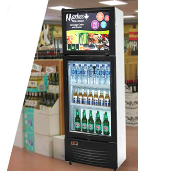 Markes 9.6 cu. ft. Upright Glass Chiller / Beverage Cooler with Top Fr ...